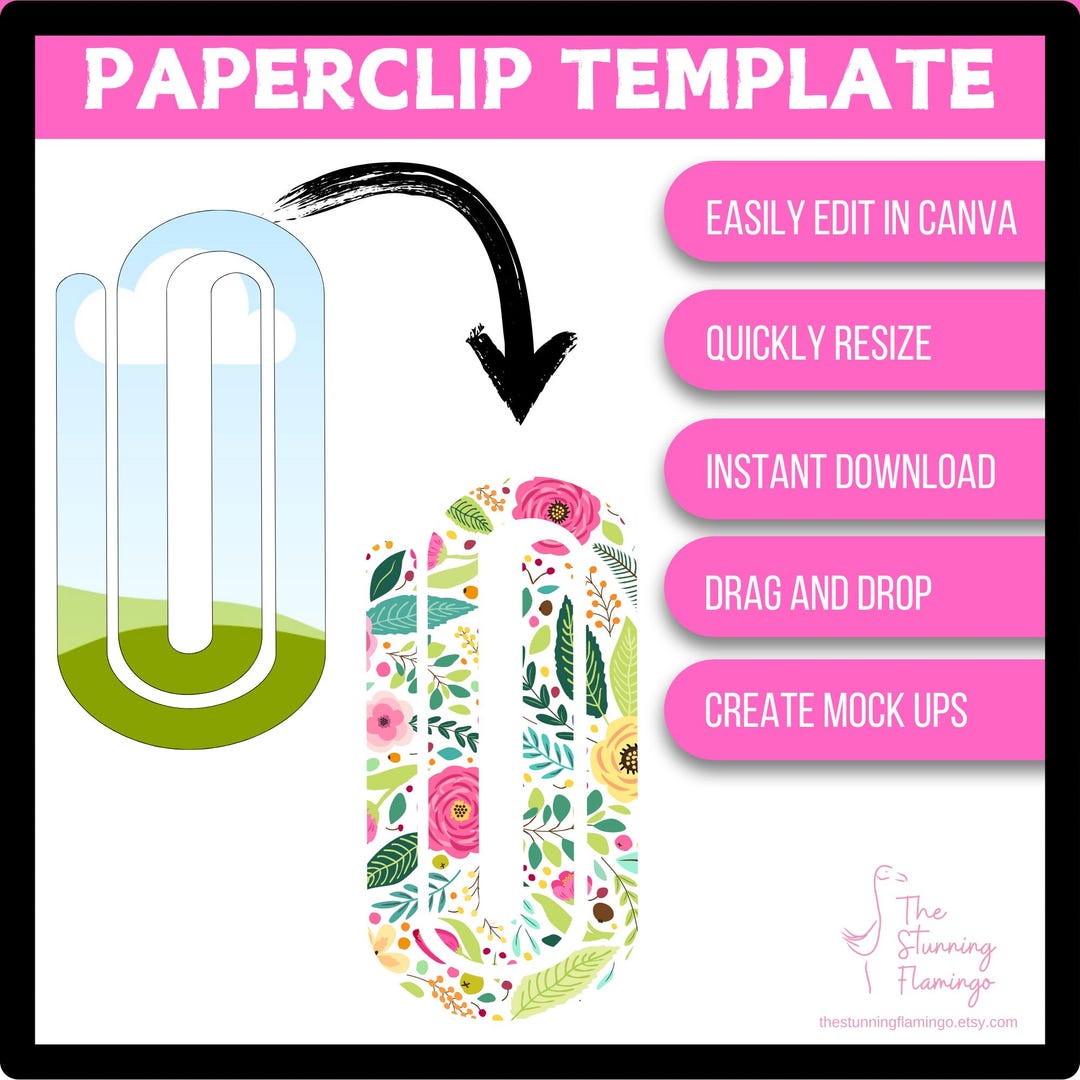 Jumbo Paperclip Mock Up, Canva Template, Drag and Drop Canva Template ...
