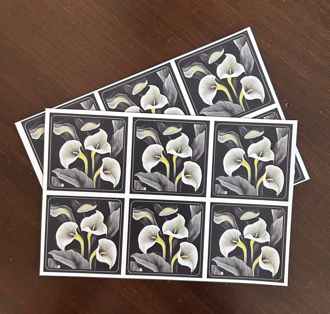 Floral Stationary Stickers Sheet of Six *calla Lily* - Etsy