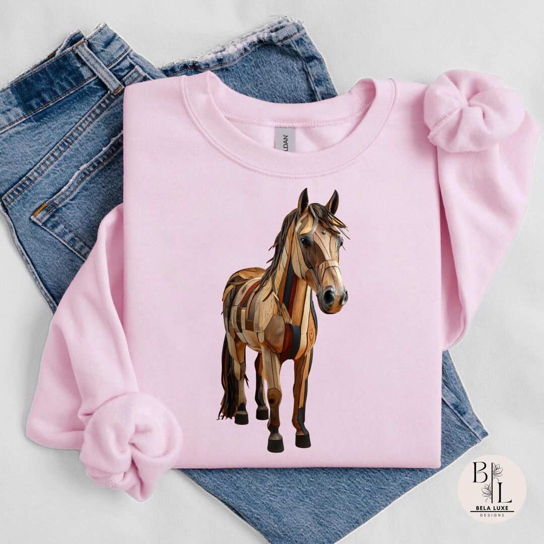 Wooden Horse Sweater | Horse Lover Apparel | Rustic Horse Apparel ...