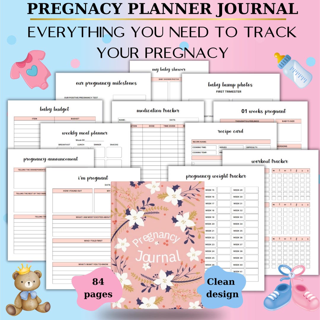 Pregnancy Journal | Printable Planner |baby Bump Tracker | Pregnancy ...