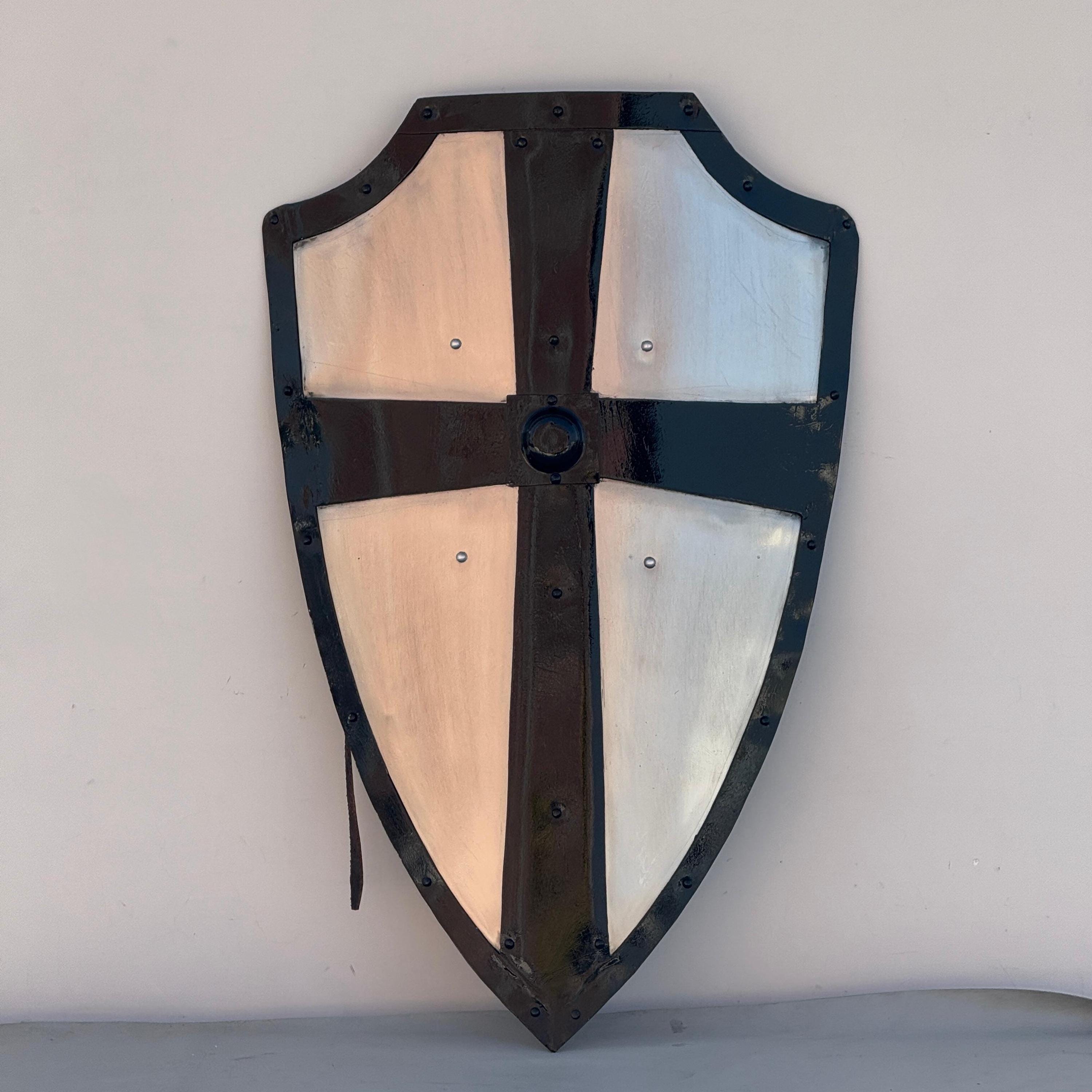 Medieval Black Cross Knight Templar Shield Metal Shield Larp/cosplay ...