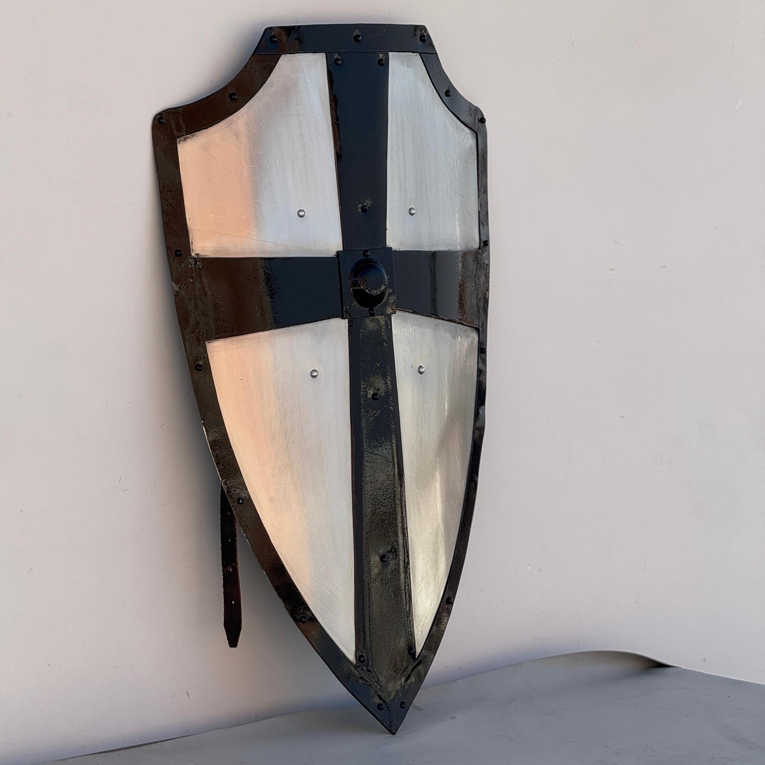 Medieval Black Cross Knight Templar Shield Metal Shield Larp/cosplay ...
