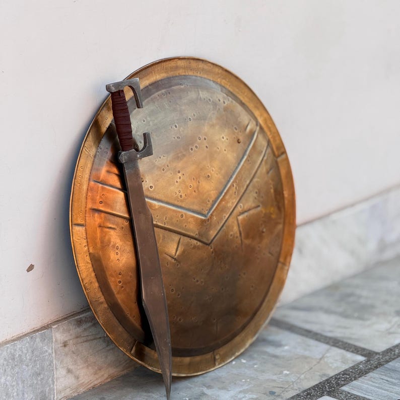 Medieval 300 Spartan Shield With Sword King Leonidas War Shield Metal ...