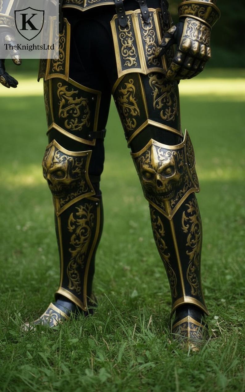 Gothic Skull Knight Armor Set | Black and Gold, 18 Gauge Steel - Etsy