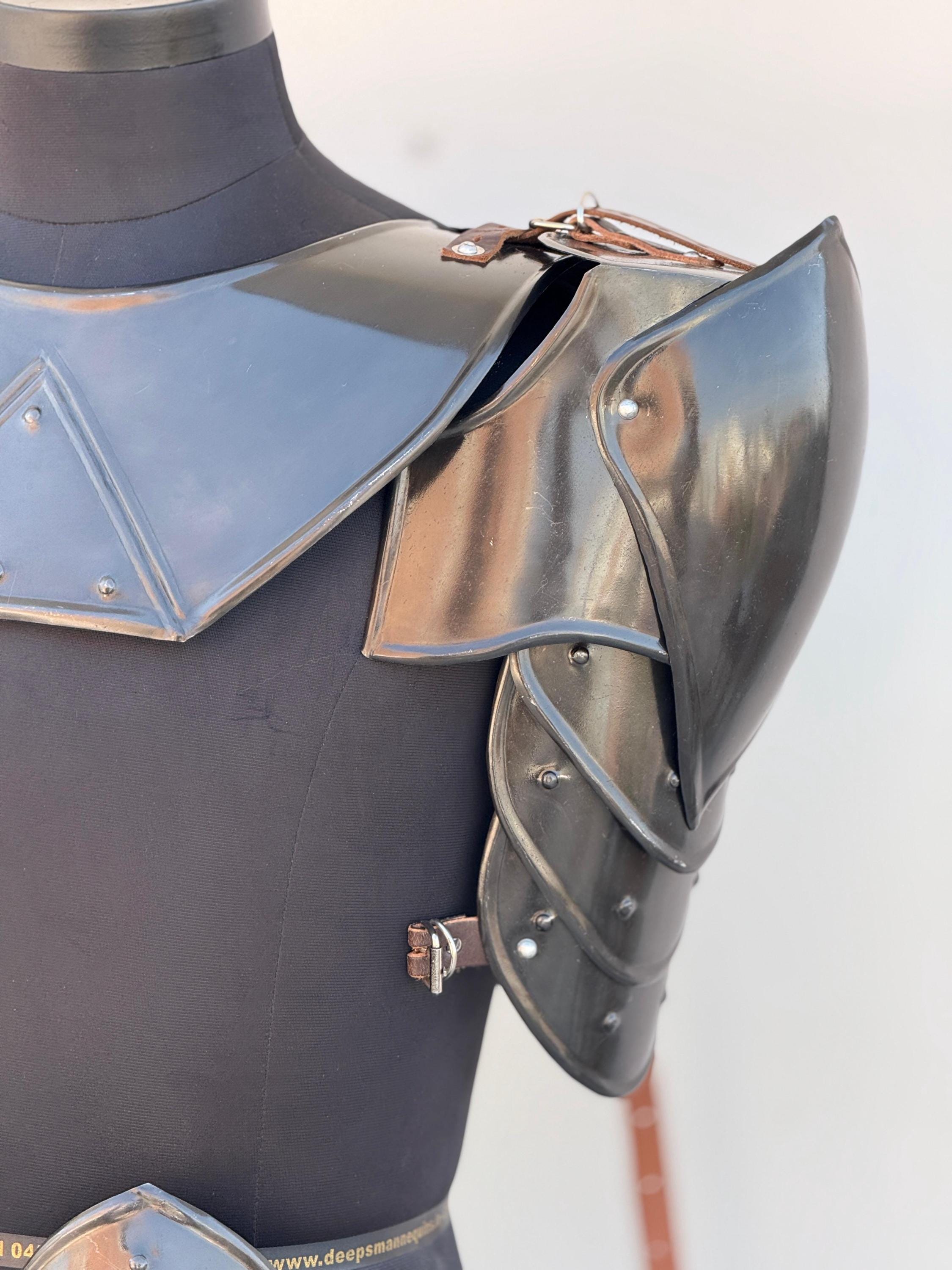 Medieval Black Undead Pair of Pauldrons With Gorget Armor Larp Armor ...
