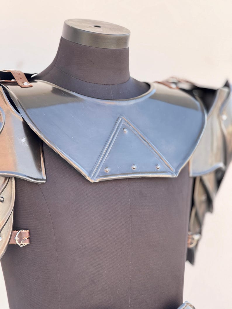 Medieval Black Undead Pair of Pauldrons With Gorget Armor Larp Armor ...
