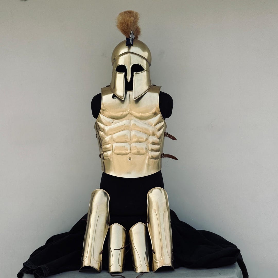 Medieval Knight Steel Greek Full Costume - Greek Corinthian Helmet ...