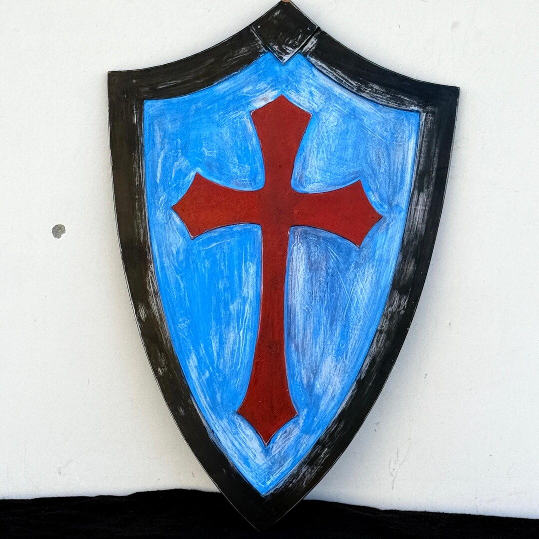 Templar Shield | Medieval Knight Red Cross Blue Templar Shield ...
