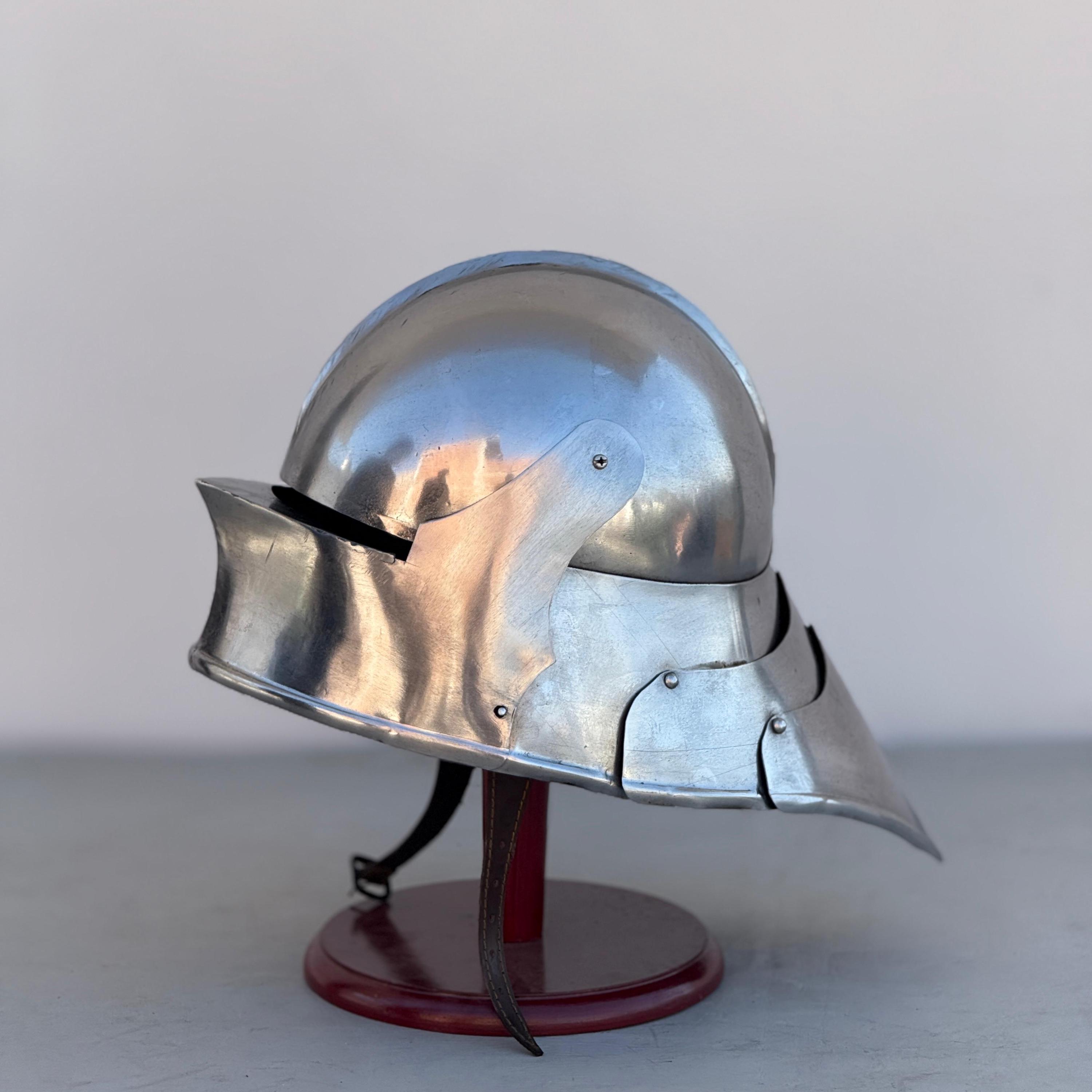 Medieval Knight Steel German Sallet Helmet With Long Tail- Larp Knight ...