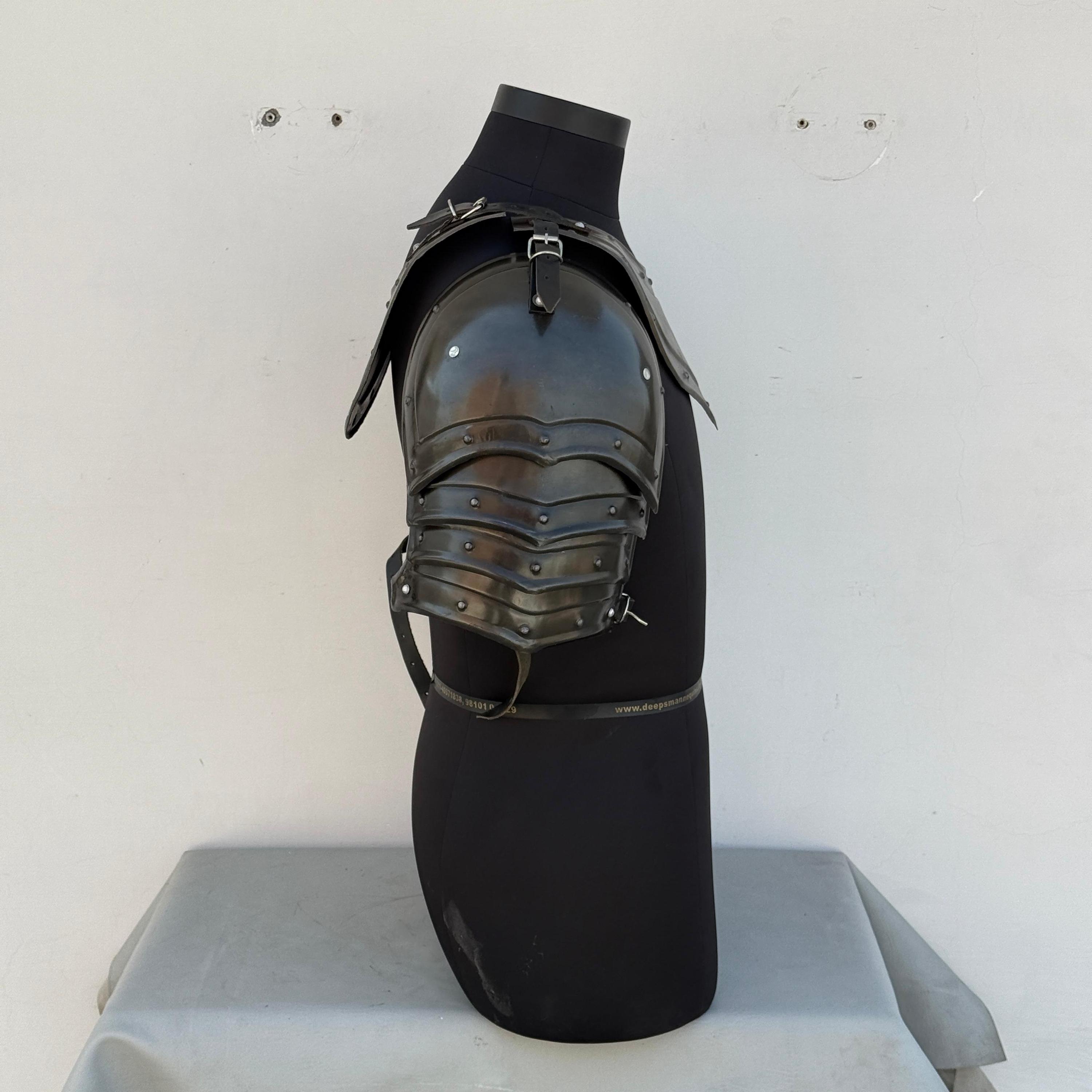 Medieval Black Templar Pair of Pauldrons With Gorget Armor Larp Armor ...