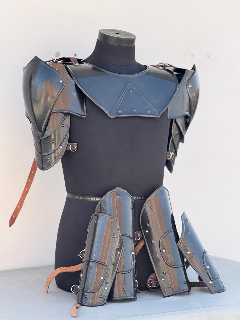 Medieval Black Undead Pair of Pauldrons With Gorget Armor Larp Armor ...