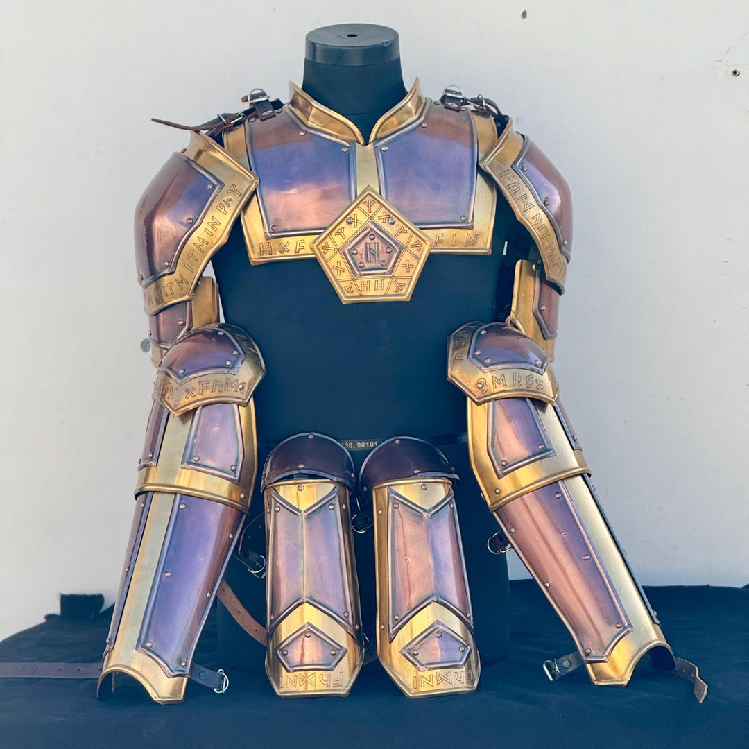 Medieval Knight Steel Dwarven Dwarf Half Body Armor Set - Pauldrons With Gorget, Bracers & Leg ...