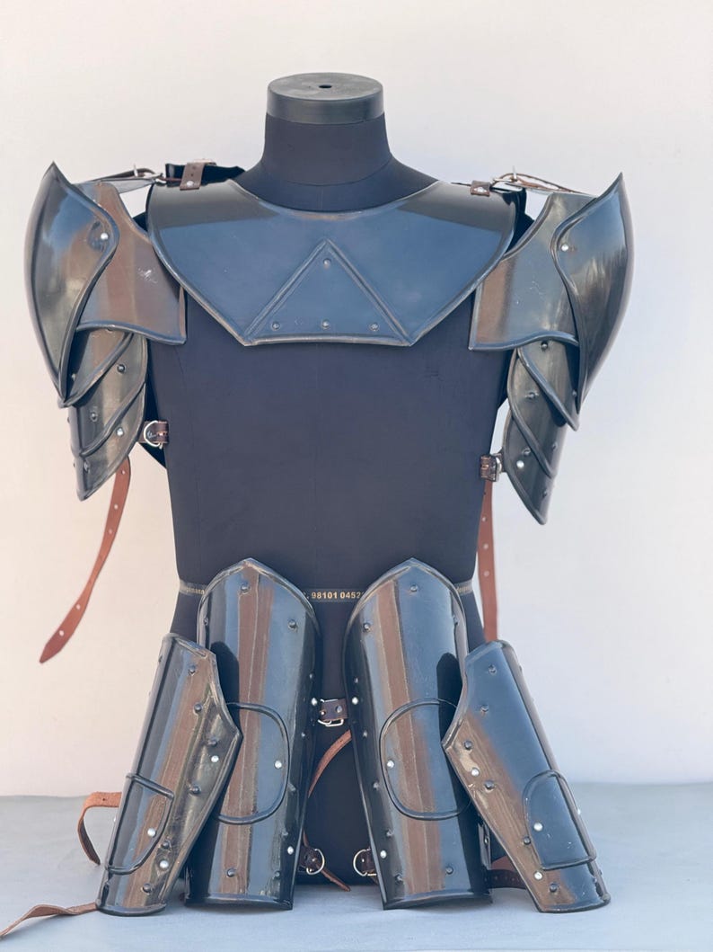 Medieval Black Undead Pair of Pauldrons With Gorget Armor Larp Armor ...