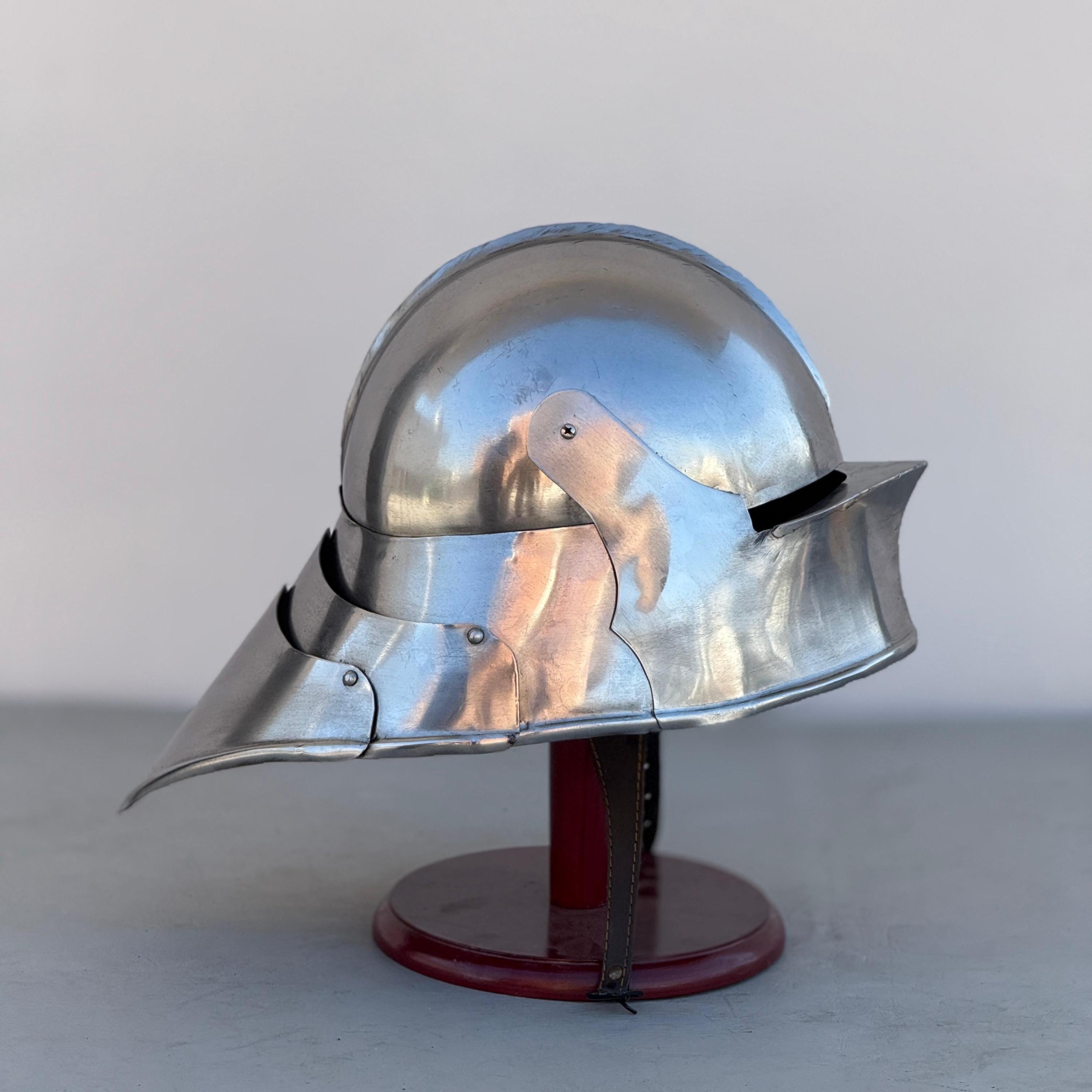 Medieval Knight Steel German Sallet Helmet With Long Tail- Larp Knight ...