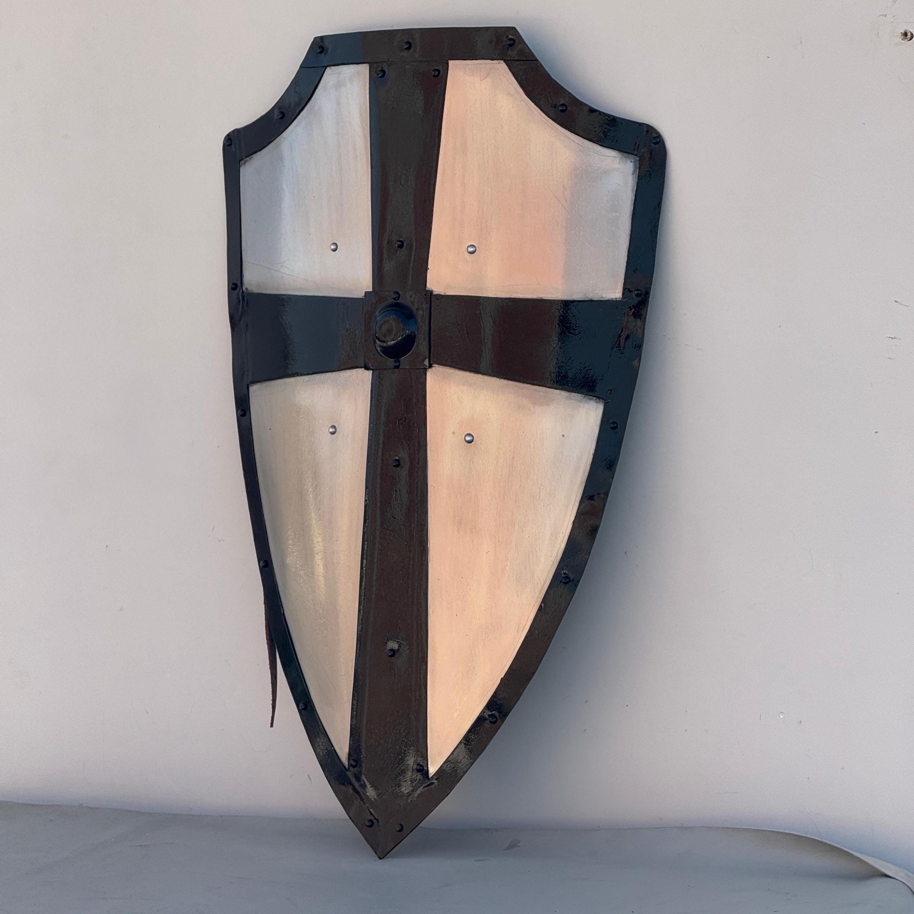 Medieval Black Cross Knight Templar Shield Metal Shield Larp/cosplay ...
