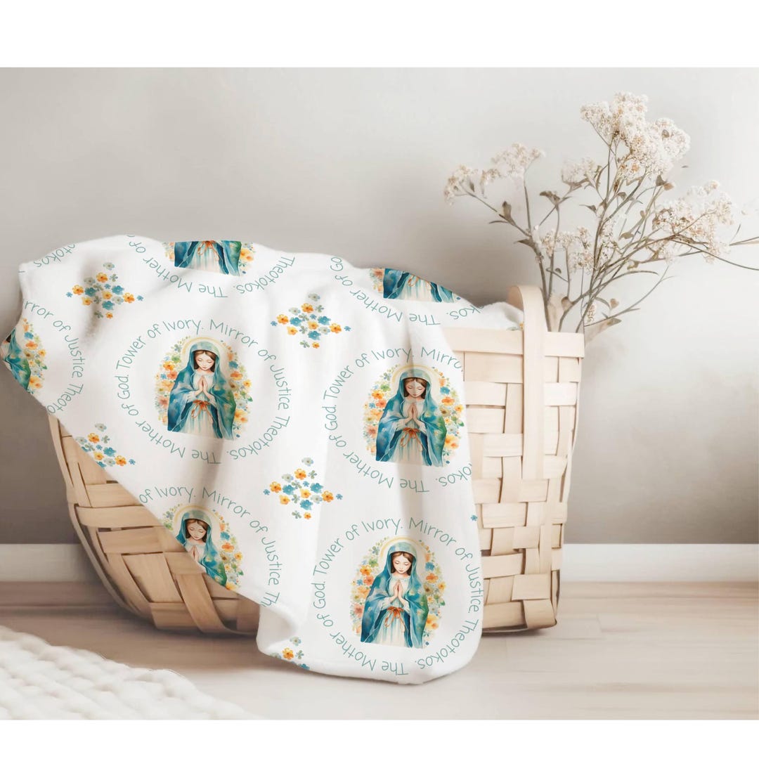 Religious Catholic Throw Blanket, Virgin Mary Design, Catholic Baby ...