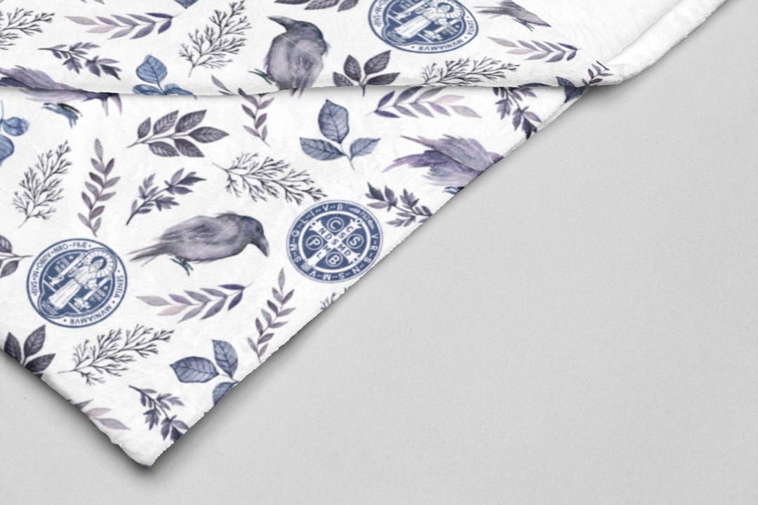 Benedictine Medal Baby Raven Plush Blanket, Catholic Benedictine ...