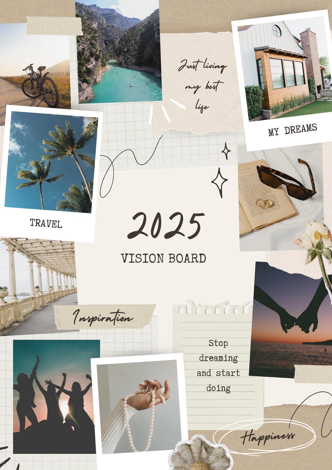 2025 Vision Board Digital Template Inspiration & Goal Setting Planner ...