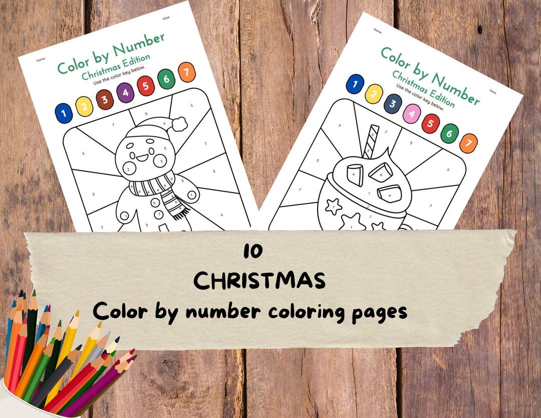Christmas Edition: Color by Number 10 Pages Printable Kids' Coloring ...