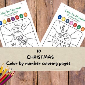 Christmas Edition: Color by Number 10 Pages Printable Kids' Coloring ...