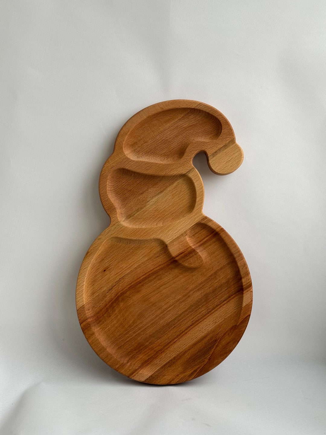 Snowman Wooden Snack Plate | Christmas Serving Tray | Beech Wood ...