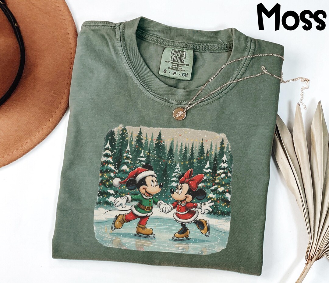 Comfort Colors® Mickey Mouse and Minnie Mouse Ice Skating Christmas ...