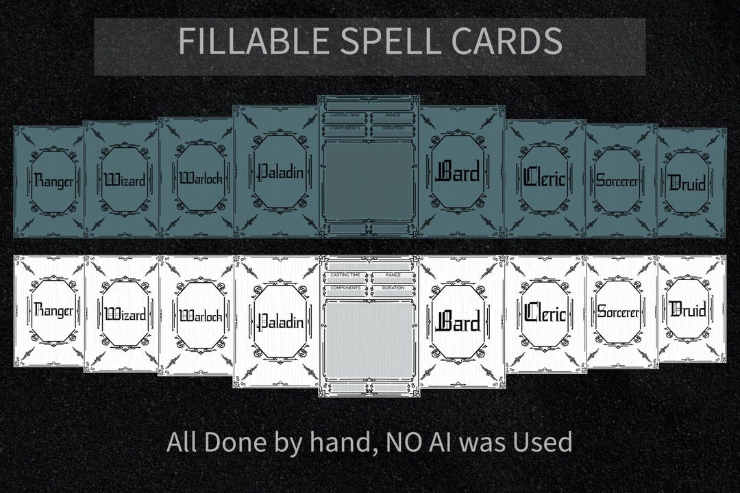 Fillable Spell Cards for 5th Edition of the World's Most Popular Role ...