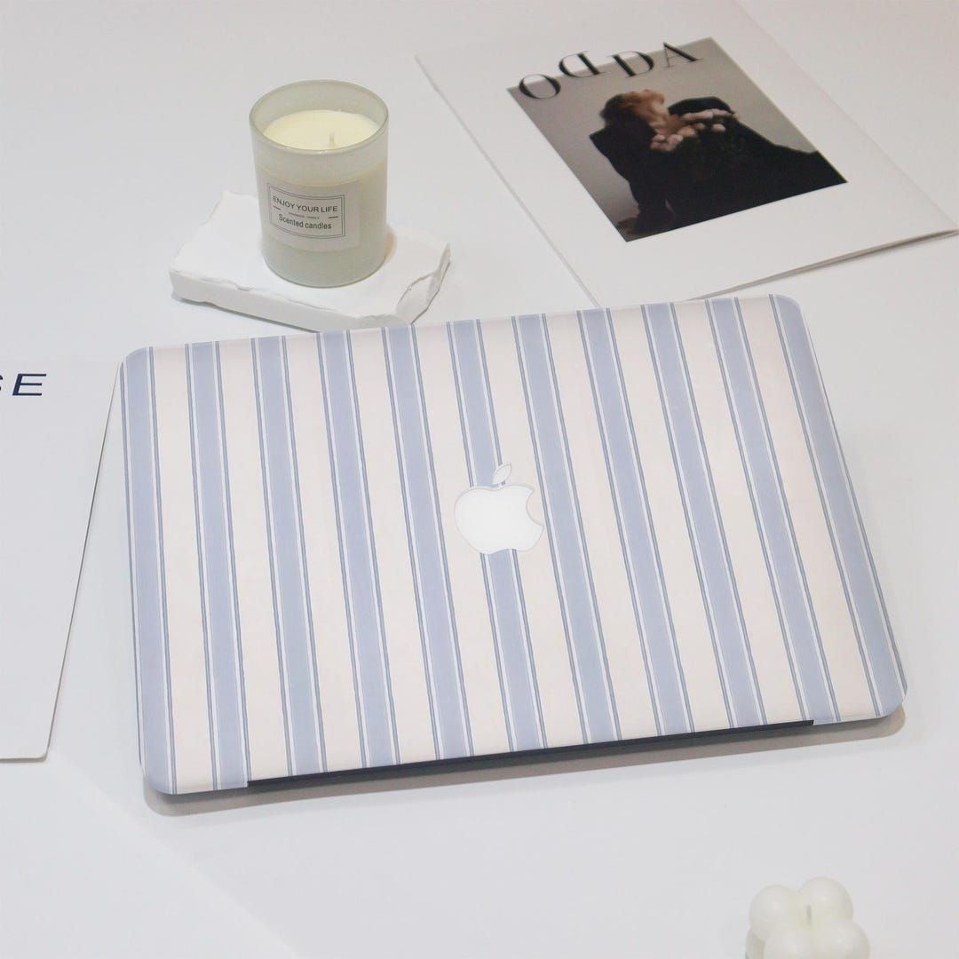 Blue Rectangular Stripes MacBook Case Hard Protective Case Laptop Cover ...