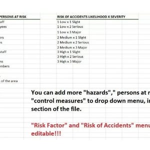 Editable Risk Assessment Template - Etsy UK