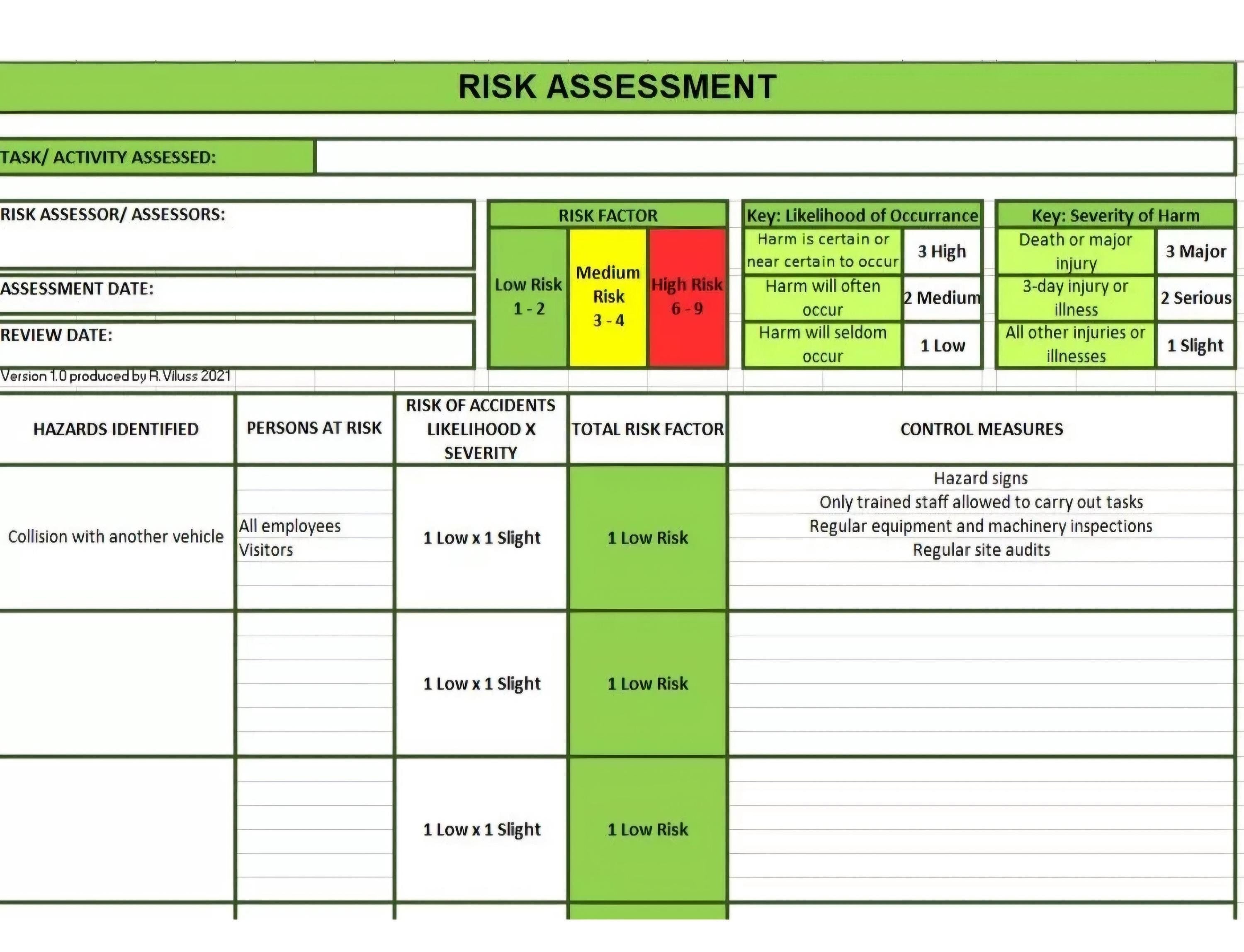 Editable Risk Assessment Template - Etsy UK