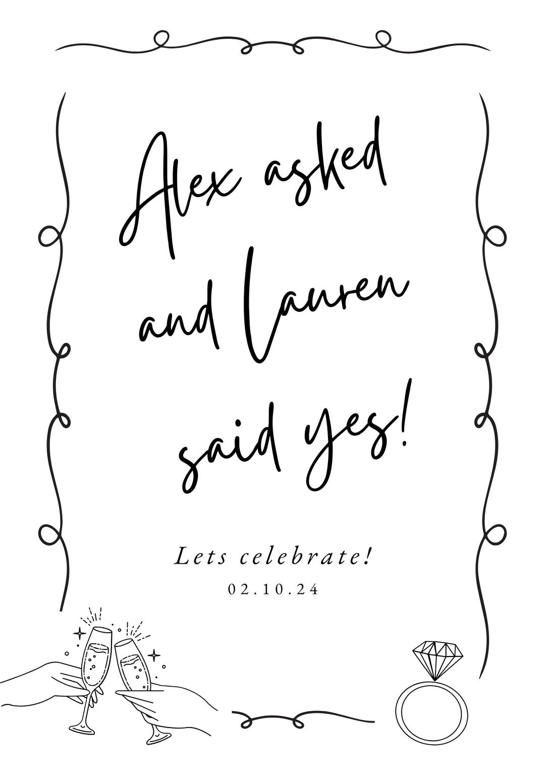 He Asked, She Said Yes Engagement Party Sign Template - Etsy