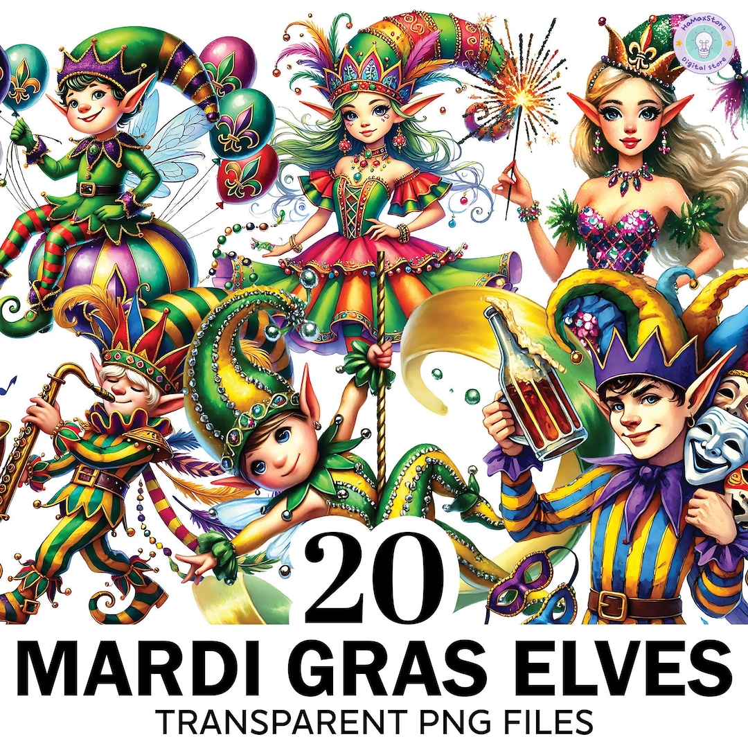 20+ Festive Elf Bundle Clipart PNG, Masquerade Elves Clipart PNG ...