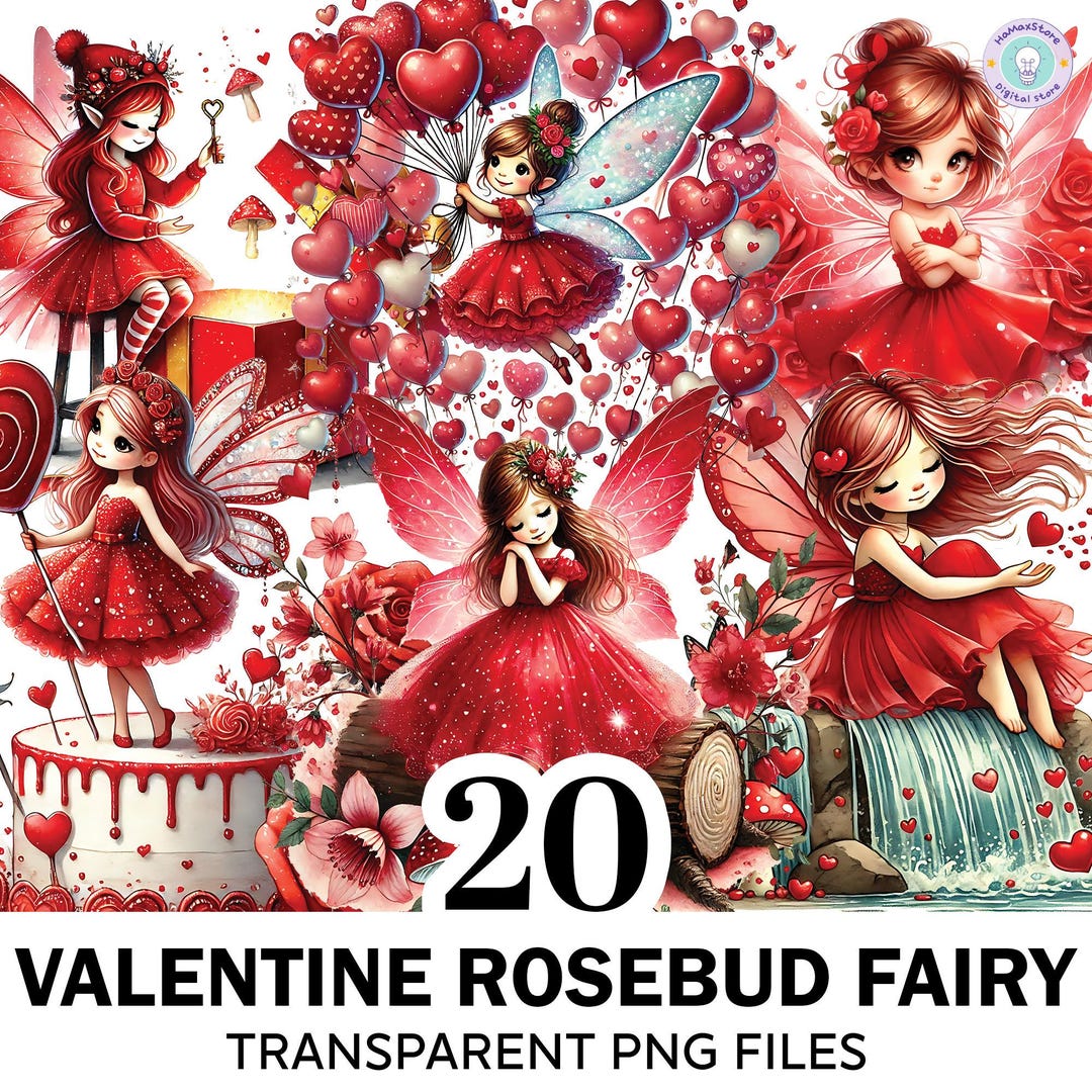 Watercolor Fairy Valentine Clipart, 20 PNG Decor Fairy Clipart ...