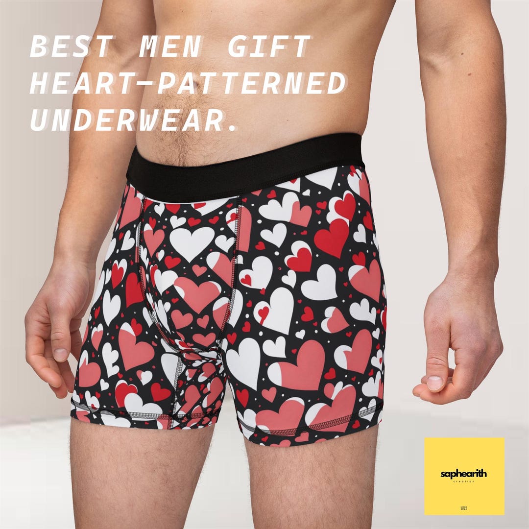 Men's Boxers, Heart Pattern Underwear Gift Mens - Valentine's Day ...