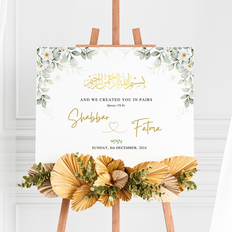Canva Template - Muslim Wedding Welcome Board, Nikkah Sign, Islamic ...