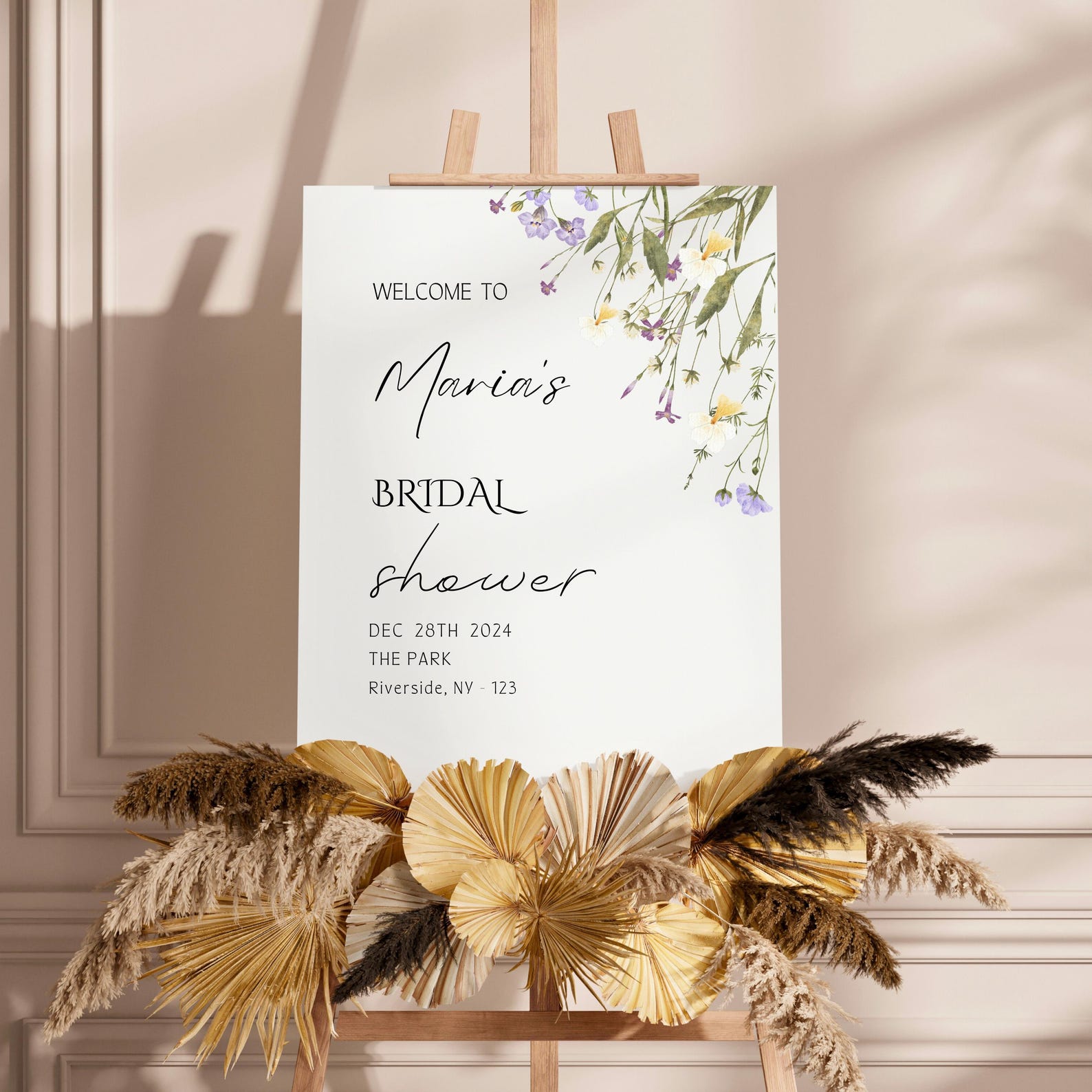 Canva Template - Boho Bridal Shower Welcome Board, Bridal Shower ...
