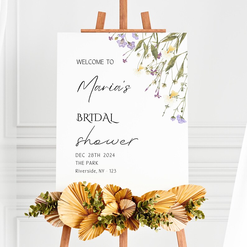 Canva Template - Boho Bridal Shower Welcome Board, Bridal Shower ...