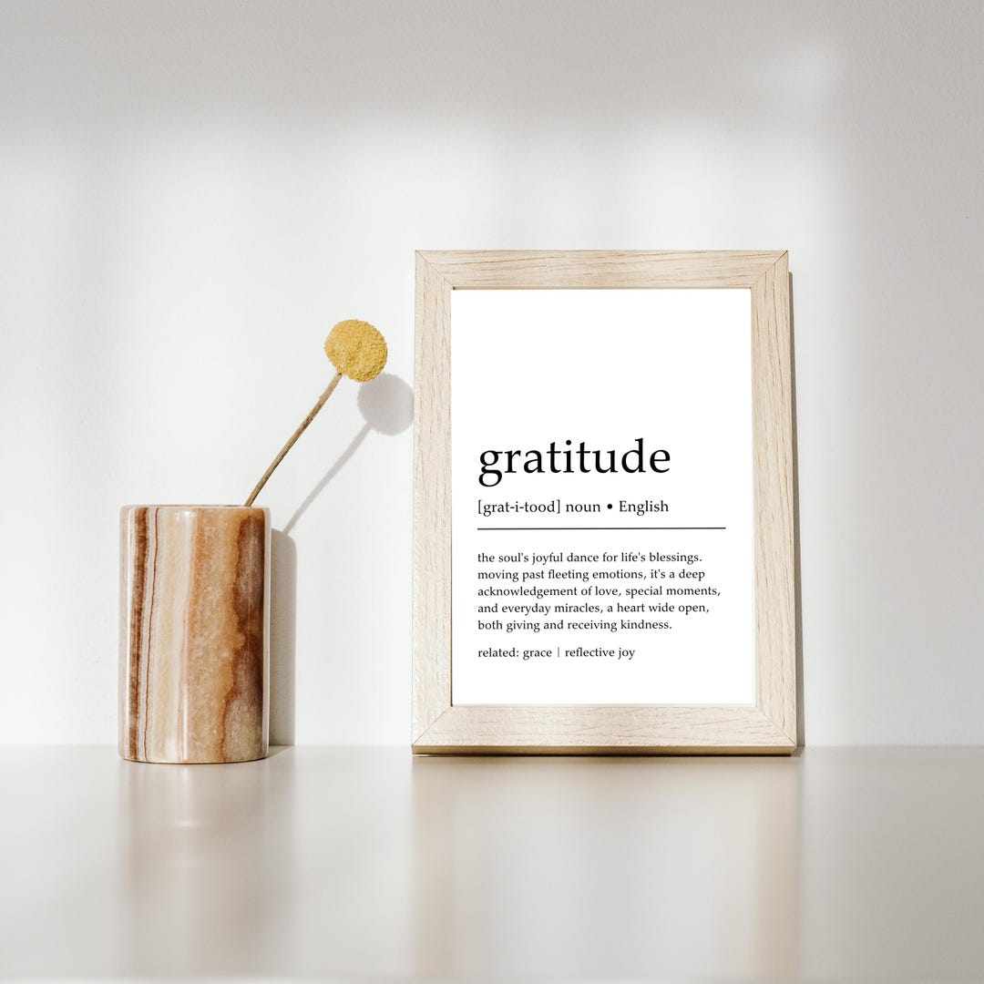 Printable Gratitude Definition Print, Gratitude Wall Poster, Grateful ...