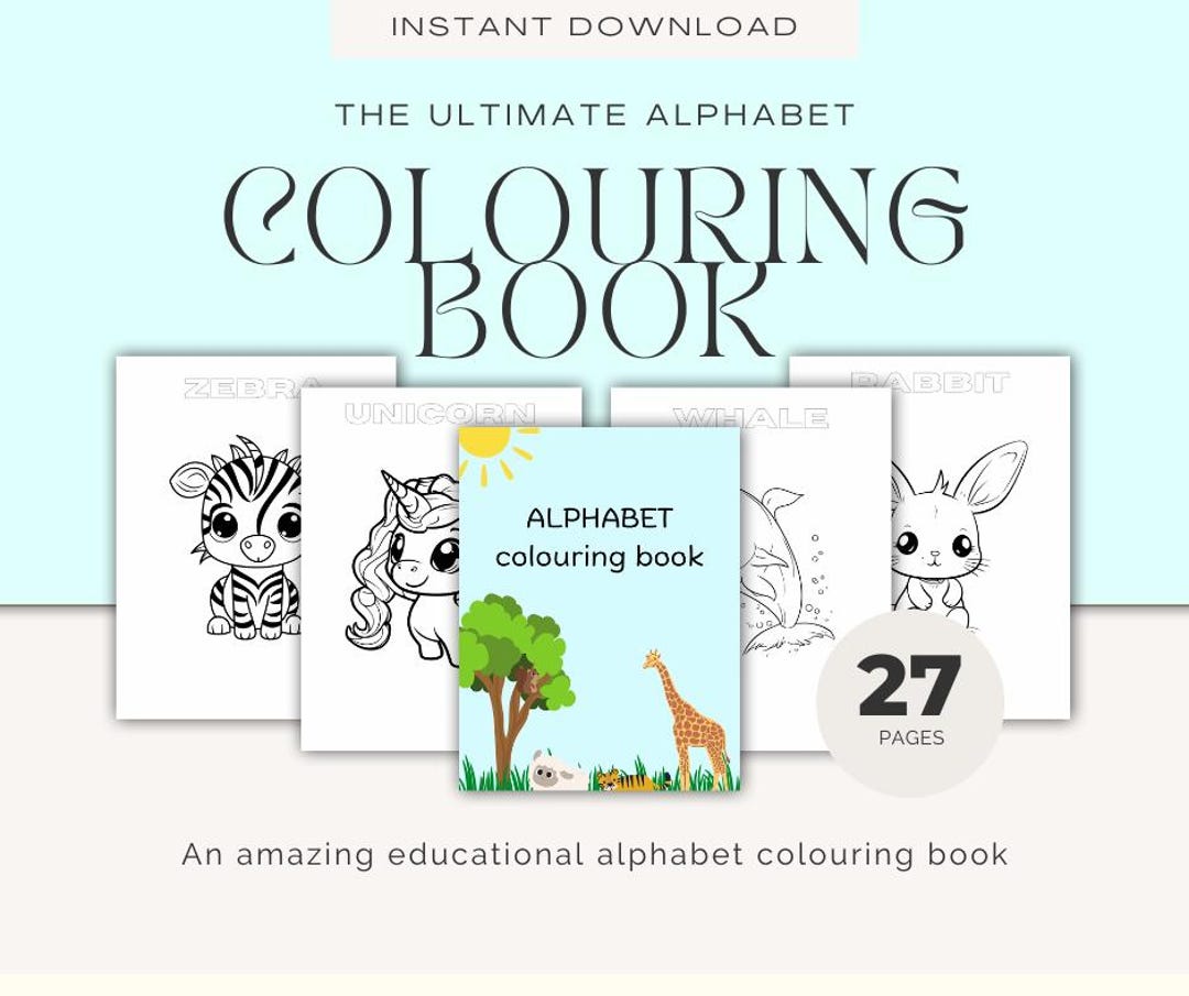 Educational Alphabet Colouring Book - Etsy
