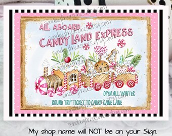 Candy Land Express Sign Shabby Gingerbread Train Plaque - Etsy