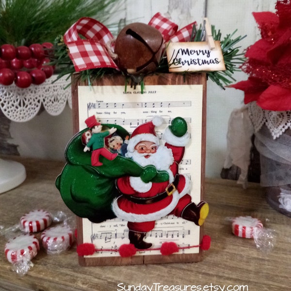Wood Block Santa - Etsy
