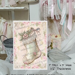 Shabby Chic Stocking Sign / Pink Christmas Wall Art Sign / Shabby Chic ...
