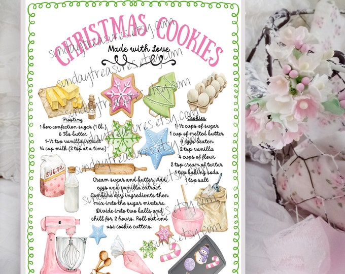 Christmas Mrs Claus Handmade Sugar Cookie Recipe Sign, Heavy Wood ...