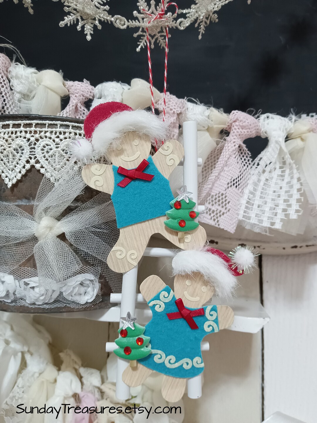 Gingerbread Christmas Ornament / Ladder Ornament / Country Farmhouse ...