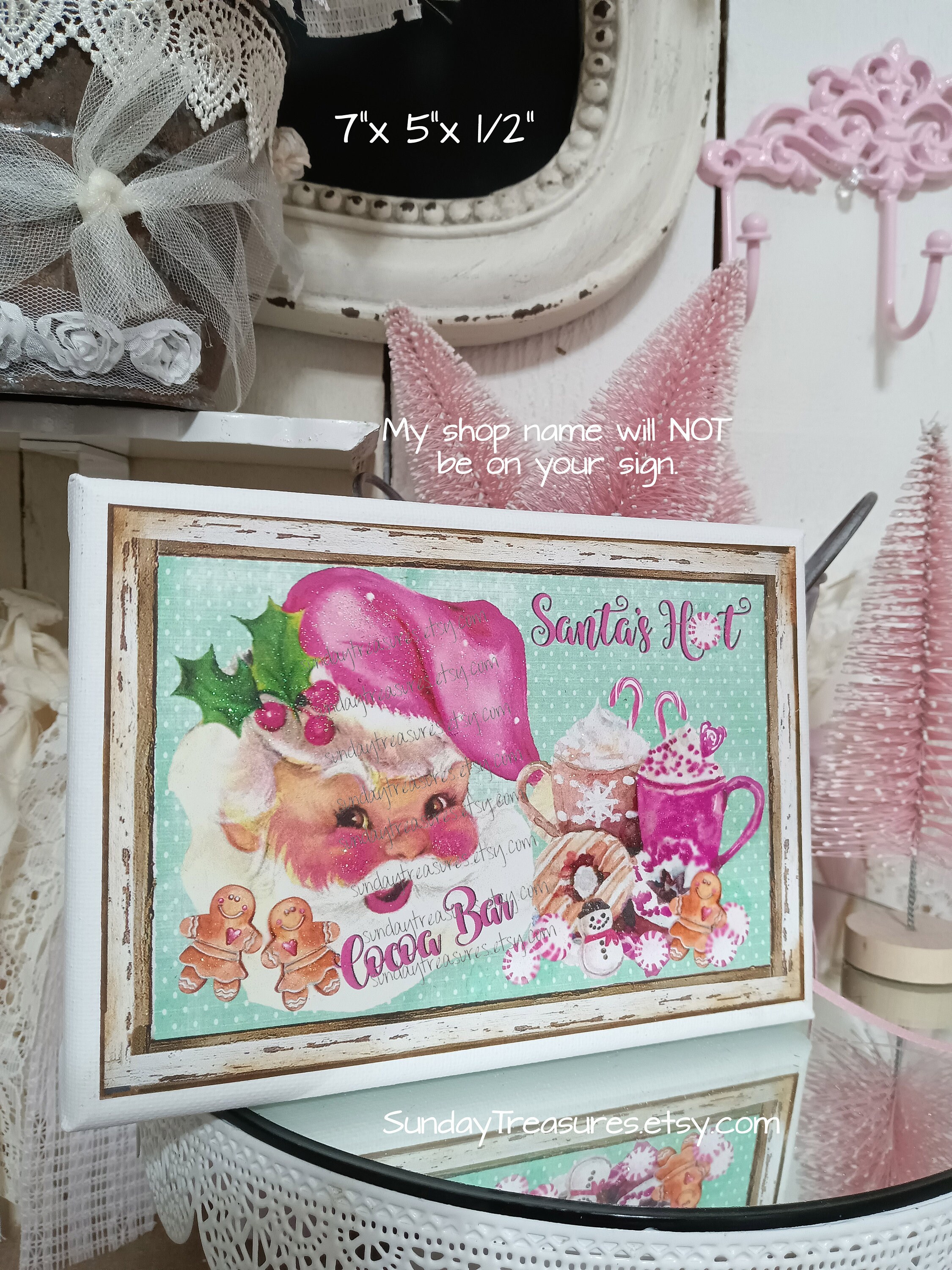 Pink Vintage Santa's Hot Cocoa Bar Gingerbread Pink Candy - Etsy