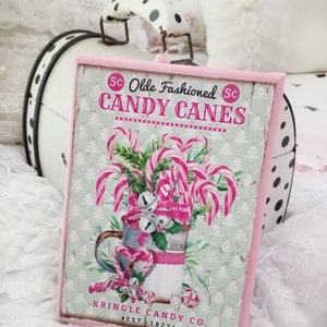 Pink Vintage Santa Hot Cocoa Sign Wall Decor / Canvas Sign Sz 5x7 ...