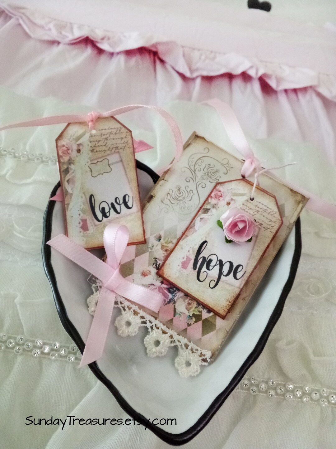 2 Pc Set Love Hope Tags / Junk Journal Tags / Christmas Ornaments ...