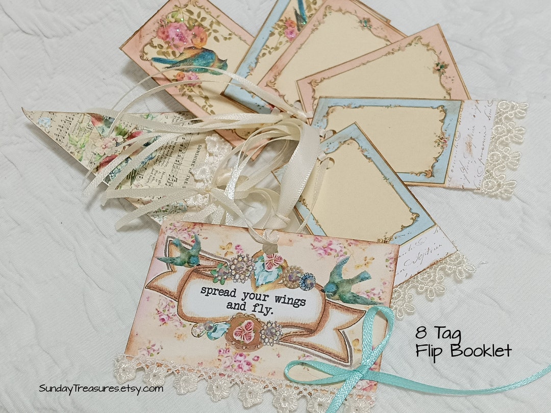 9 Pc Tags Flip BOOK Birds / Junk Journal Tags / Handmade - Etsy