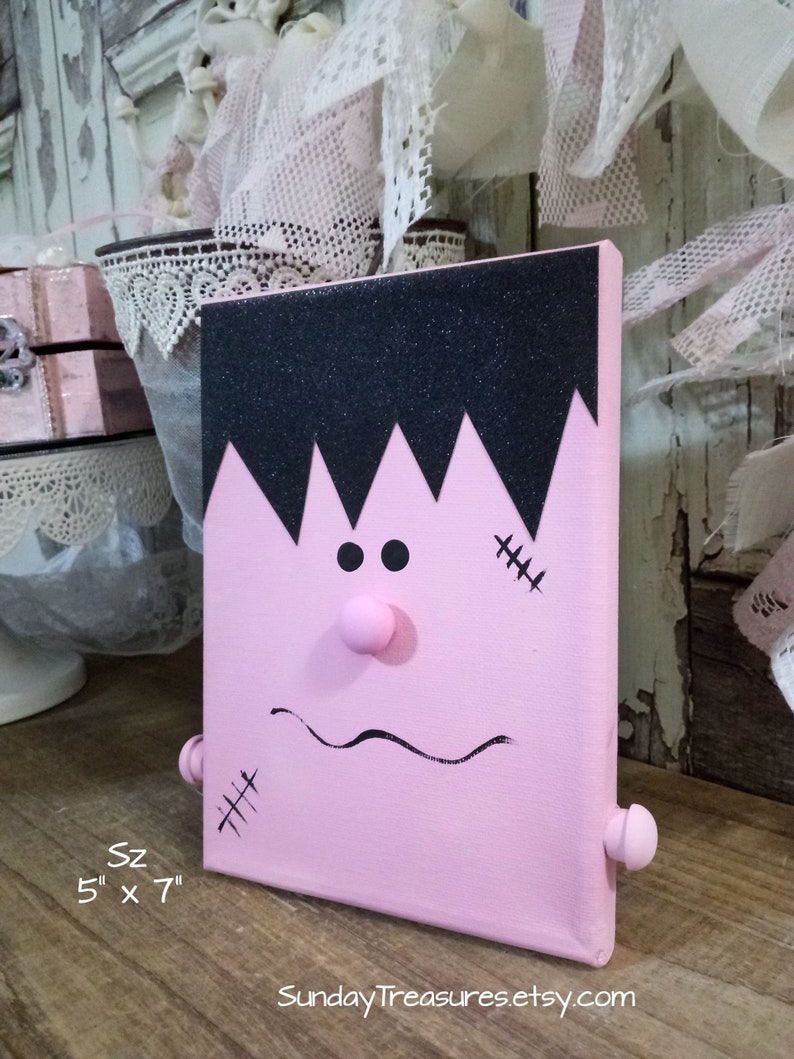 PINK Frankenstein Halloween Sign / Pink Shabby Cottage Chic | Etsy