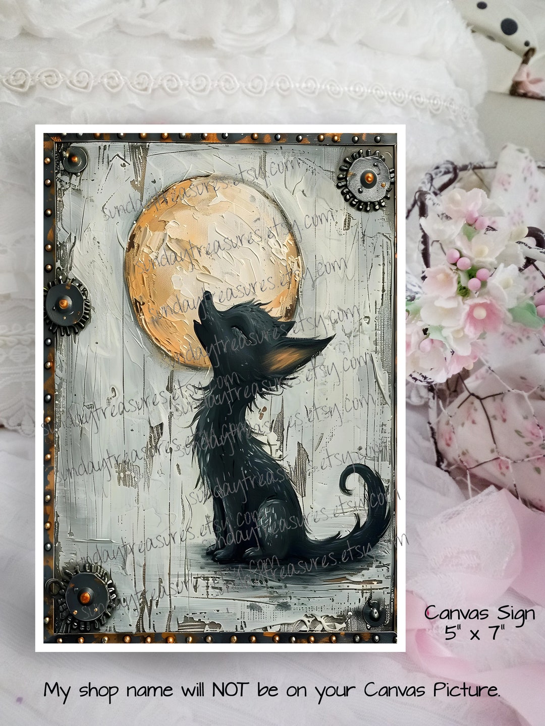 5x7 Sign Gothic Wolf Halloween / Horror Rustic Prim Farmhouse Fall ...